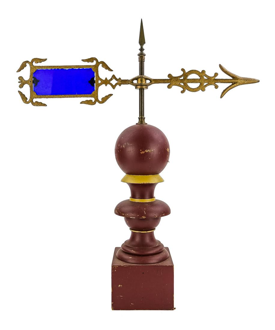 Arrow Weathervane With Blue Stained Glass Auction