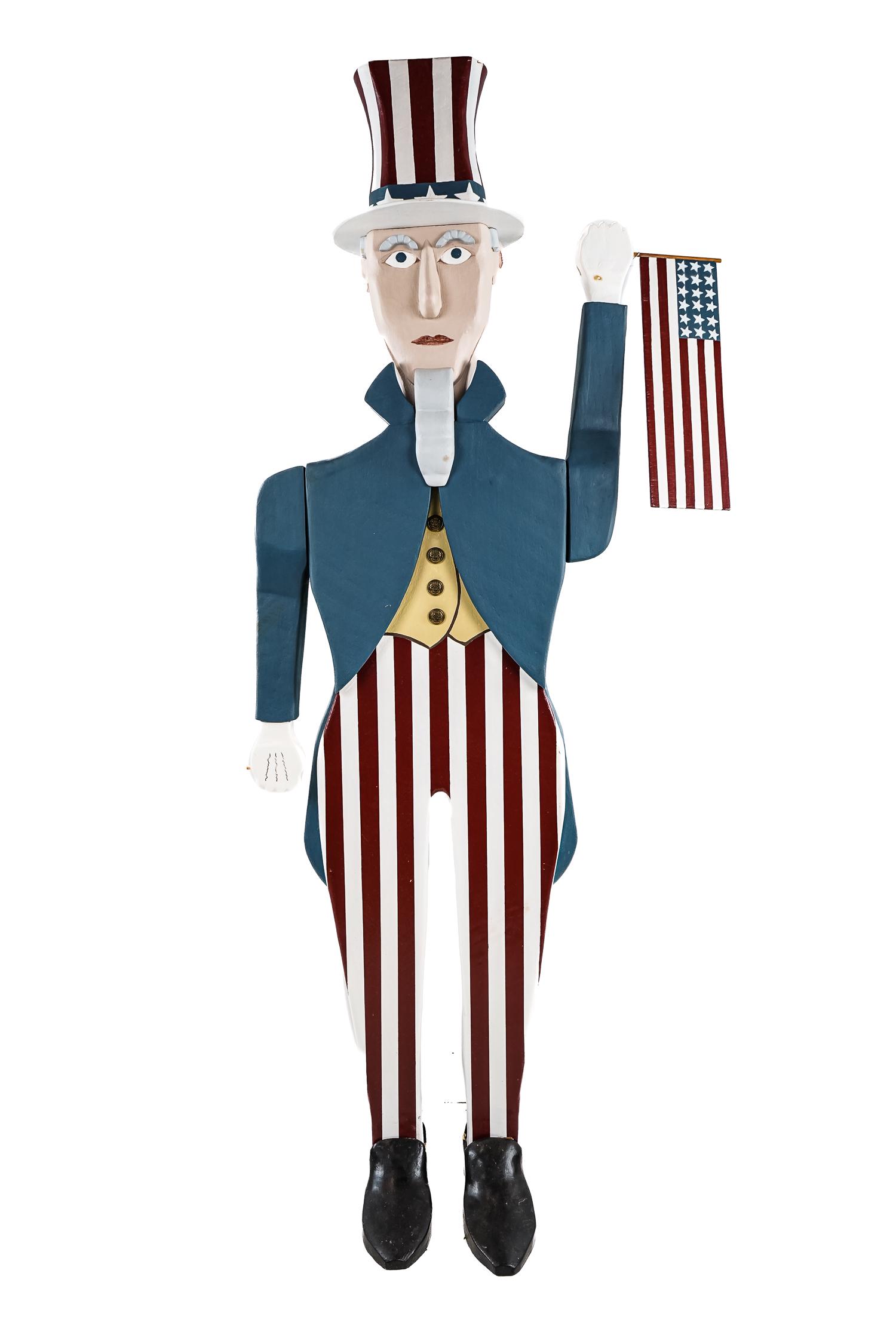 Large Folk Art Carved Uncle Sam Figure Auction