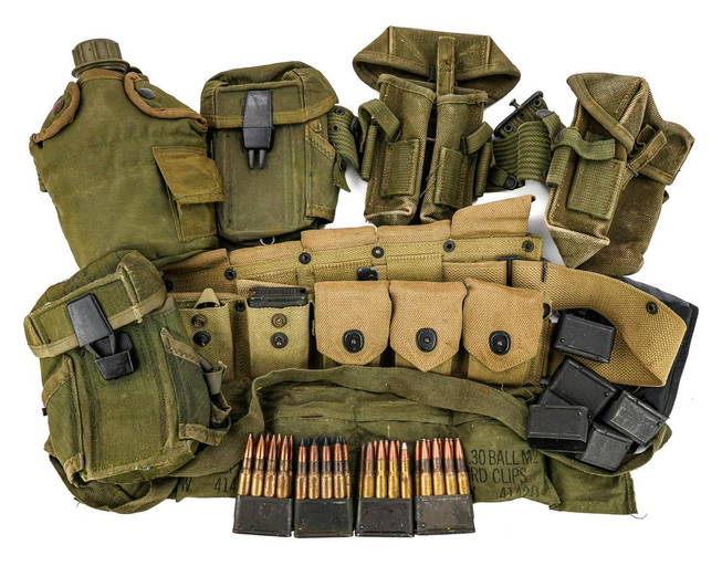 M1 Garand En Bloc Clips, Ammunition, Pouches