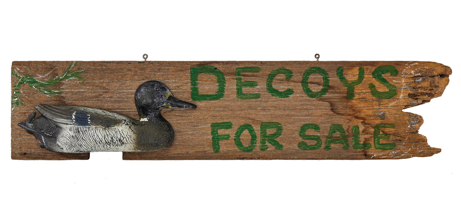 Late 20th C. Decoys For Sale Barn Board Sign Auction