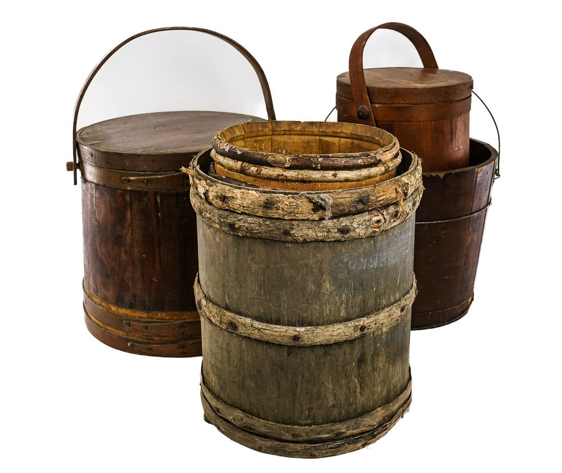 Wooden Firkins, Barrels, Bucket Auction
