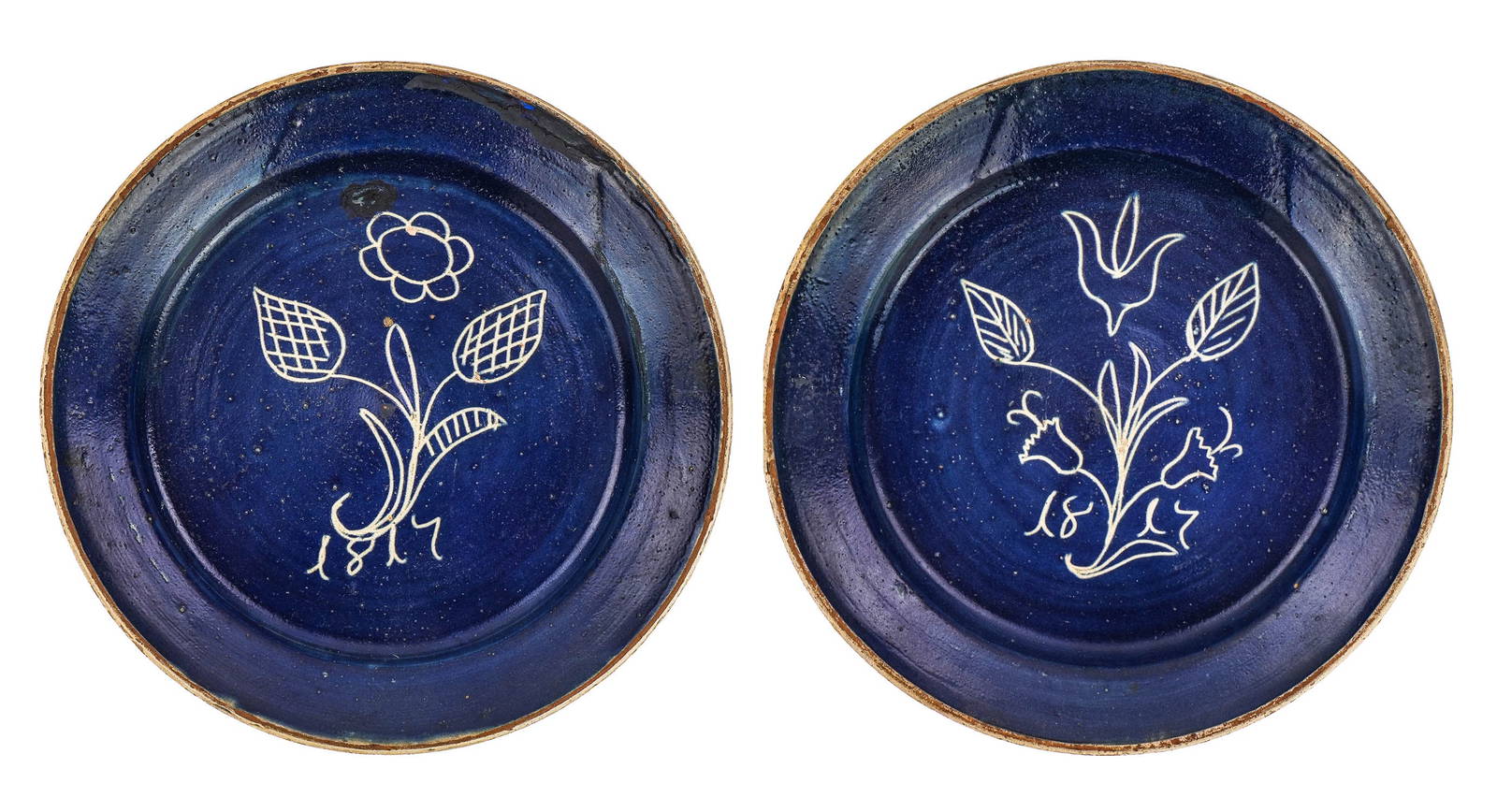 Dated 1817 Scratched Blue Sgraffito Ware Plates Auction