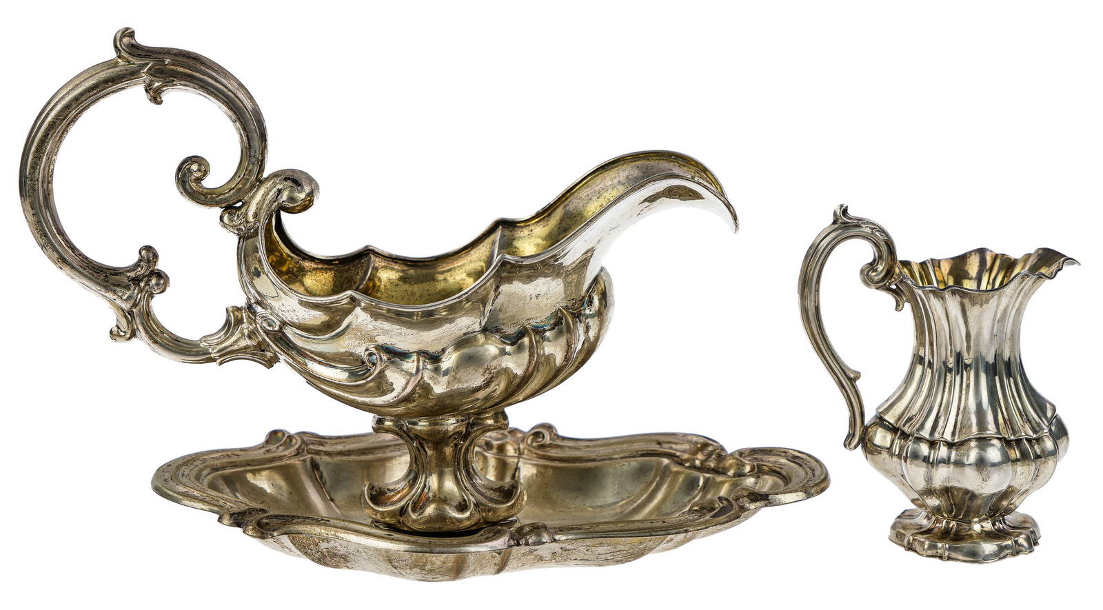 Rococo Style Silver Sauce Boat And Creamer Auction