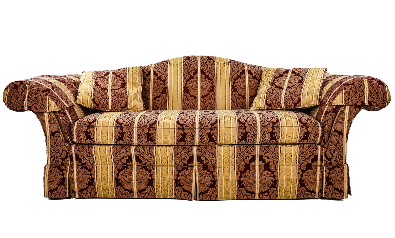 Hickory White Overstuffed Camelback Sofa Auction