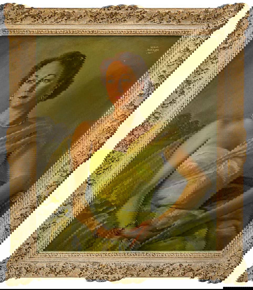 Serge Ivanoff (ru 1893-1983) Portrait Of A Woman In Green Auction