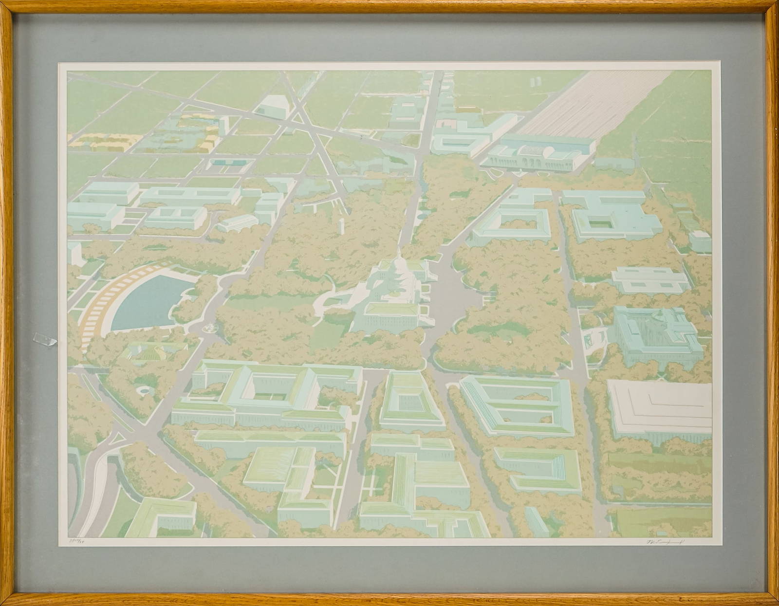 James Sundquist (am 1947-) Birdseye View Of Capitol Auction