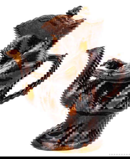 19th C. Rockingham Toby Form Pottery Teapot