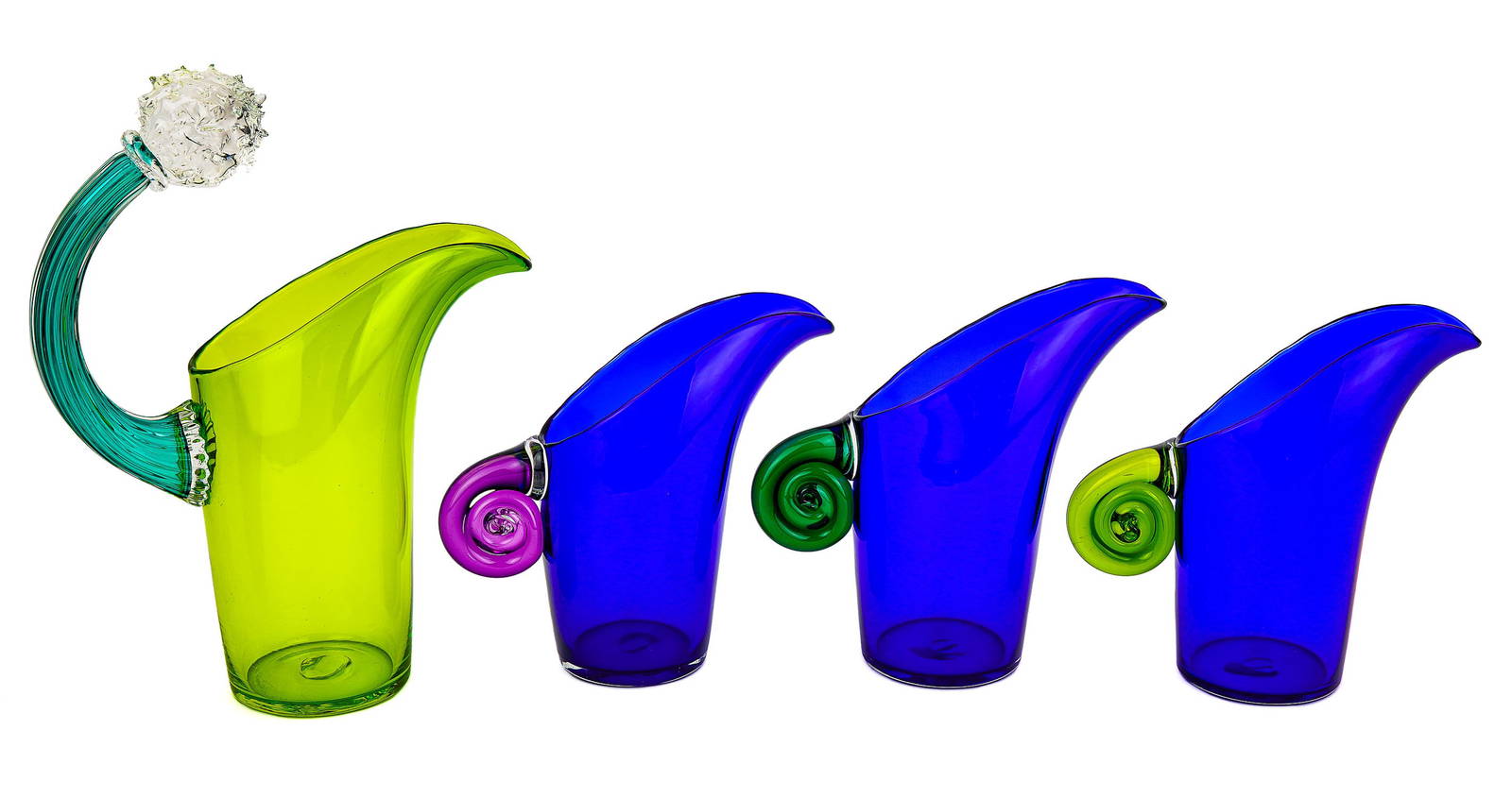 4 Janusz Pozniak Art Glass Pitchers Auction