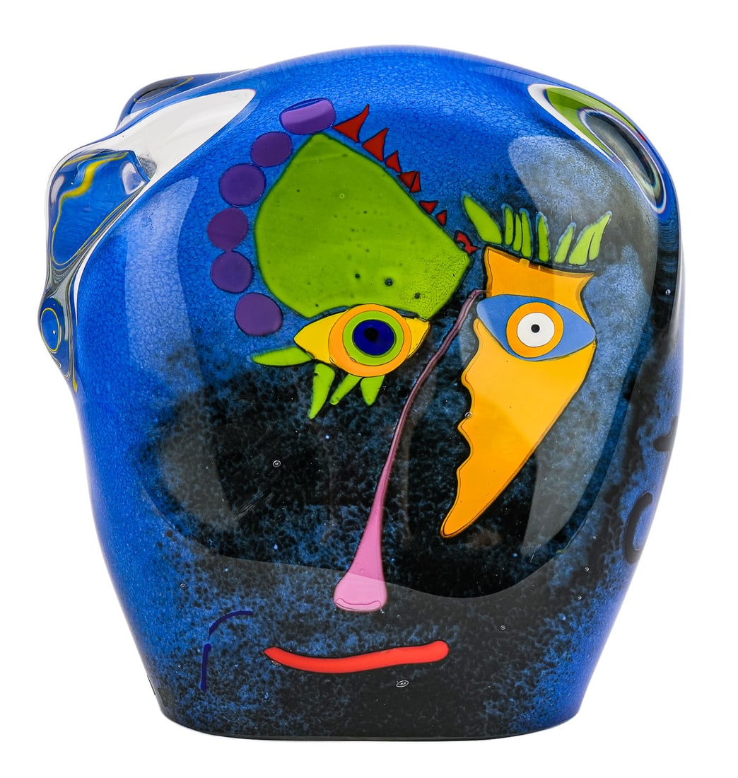 Ed Merritt Abstract Art Glass Portrait Sculpture Auction