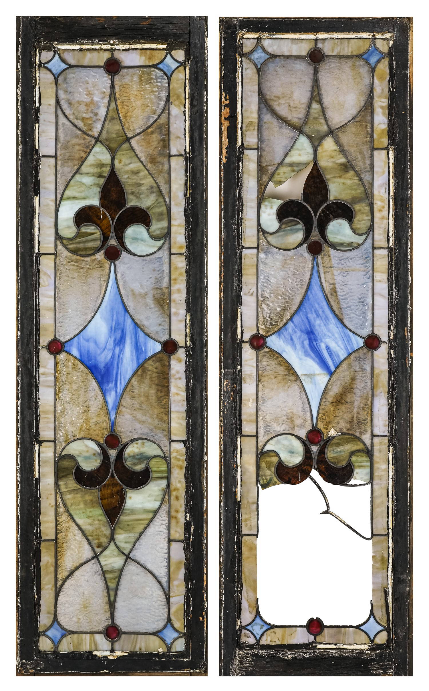 Pair Of Ca. 1900 Stained Glass Windows Auction