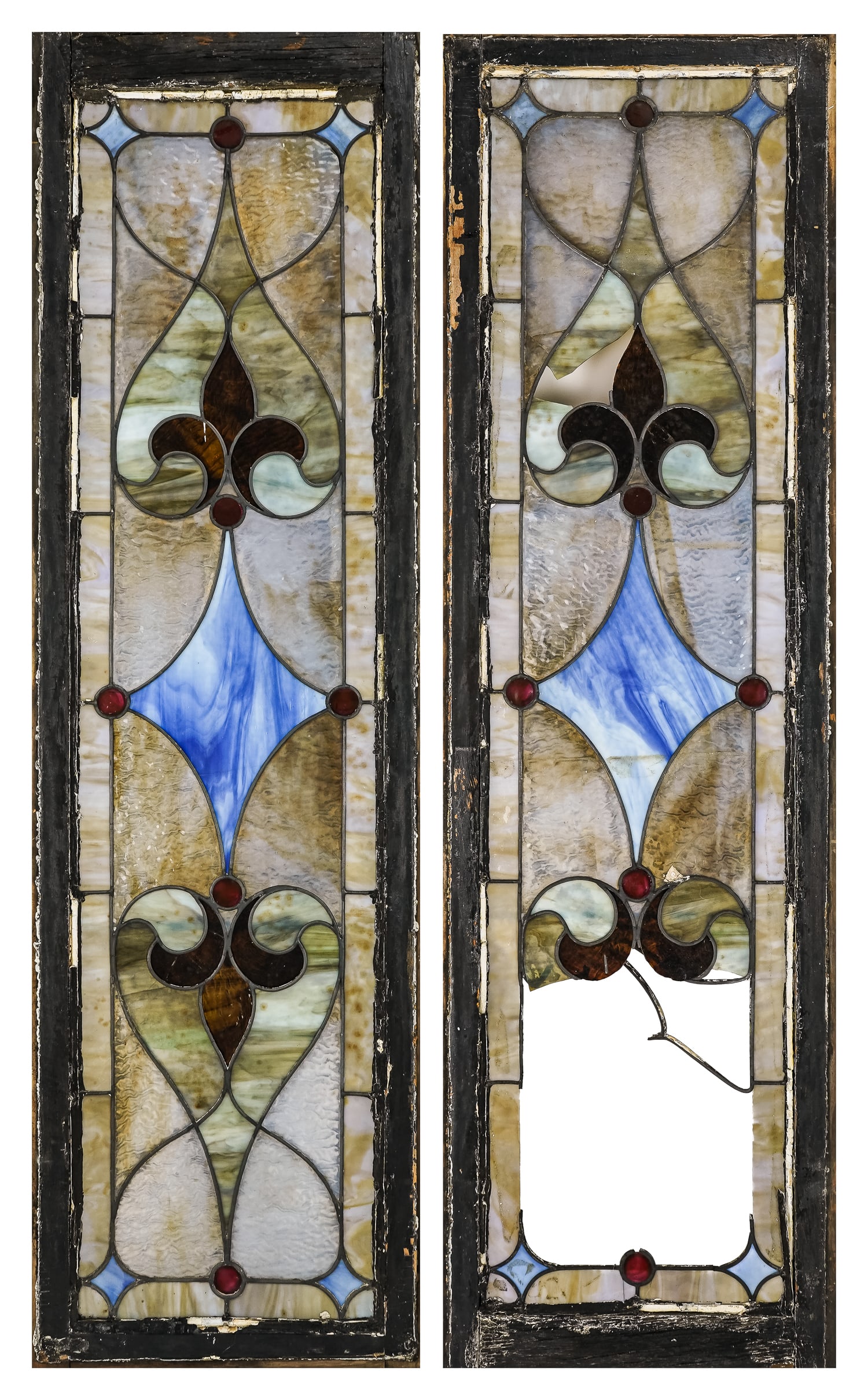 Pair Of Ca. 1900 Stained Glass Windows Auction