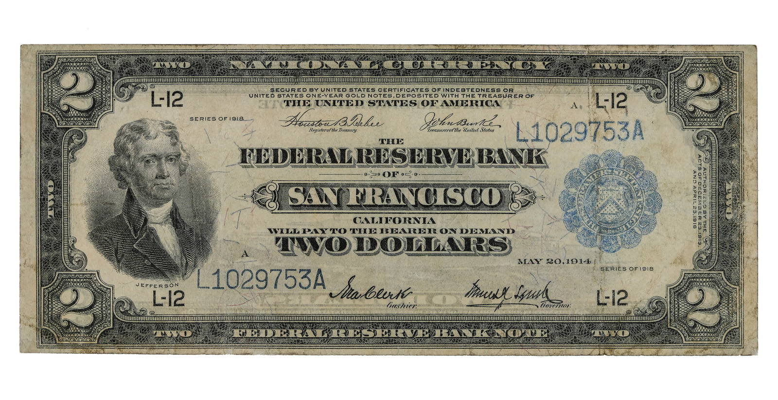 1918 Us $2 San Francisco Battleship Note Auction