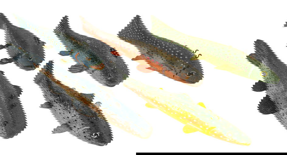5 Large Vintage Trout Fish Decoys