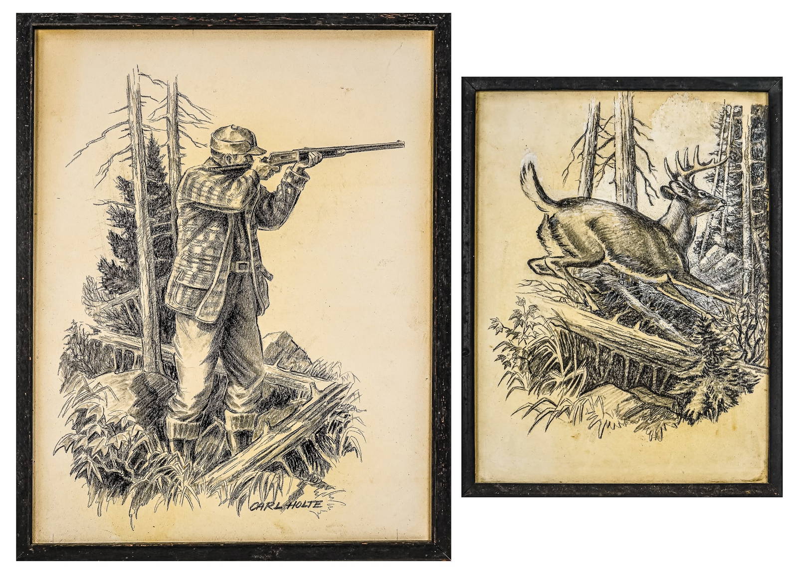 Carl Holte (am 20th C ) Jumping A Buck Auction