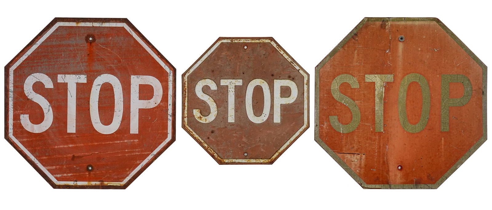Three Vintage Stop Signs Auction