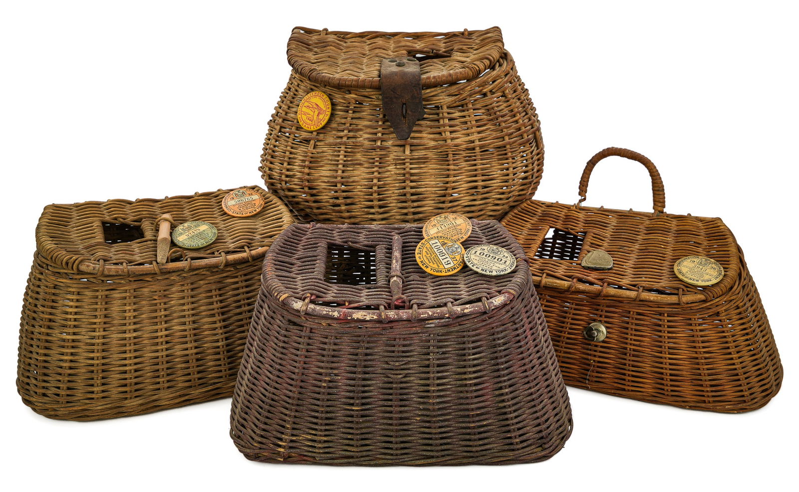 4 Vintage Fishing Creels Auction