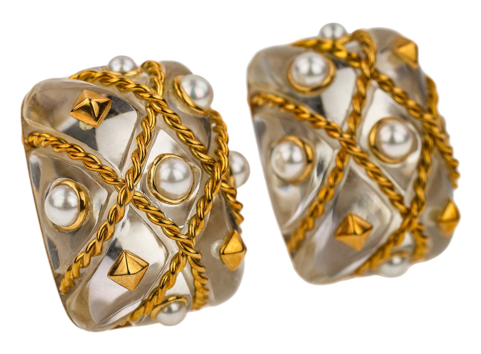 Seaman Schepps Cage Crystal Earrings Auction