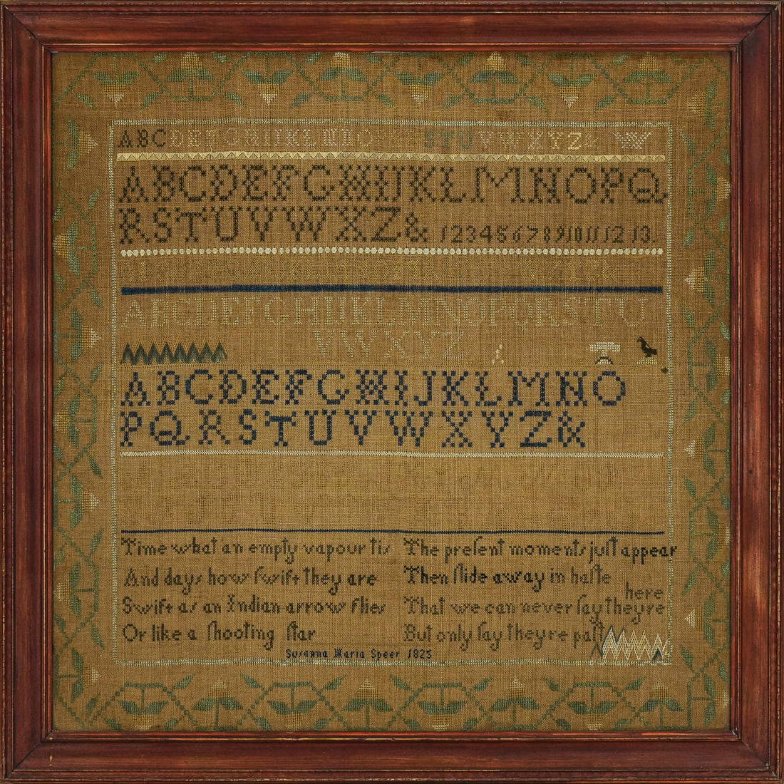 1825 Susanna Maria Speer Schoolgirl Sampler Auction
