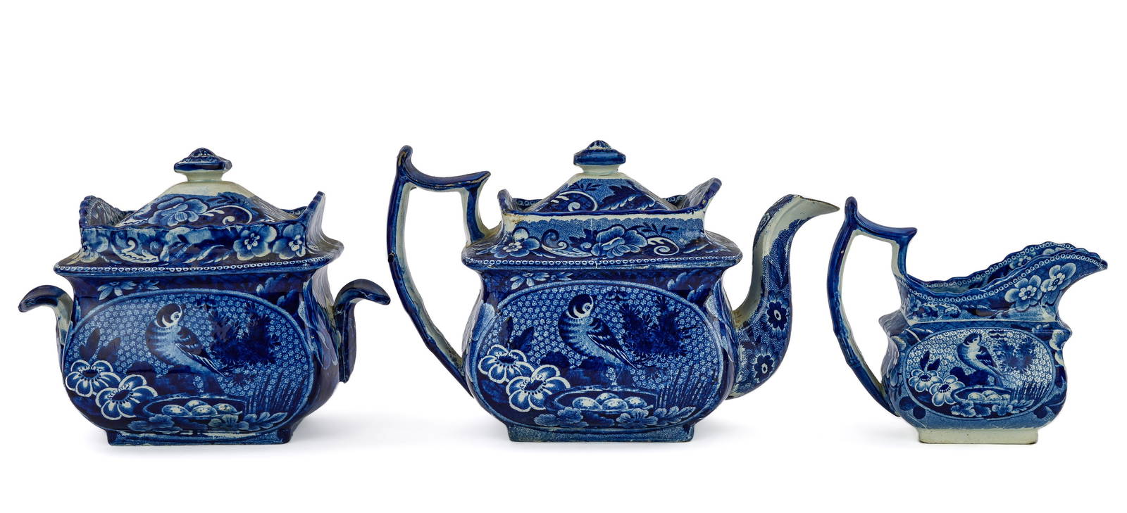 3 Piece Staffordshire Bird Tea Set Auction