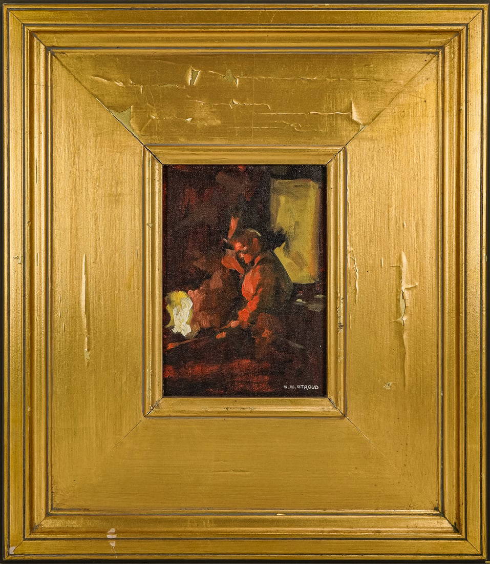 Steven Stroud (am 20thc) Sturbridge Blacksmith Study Auction