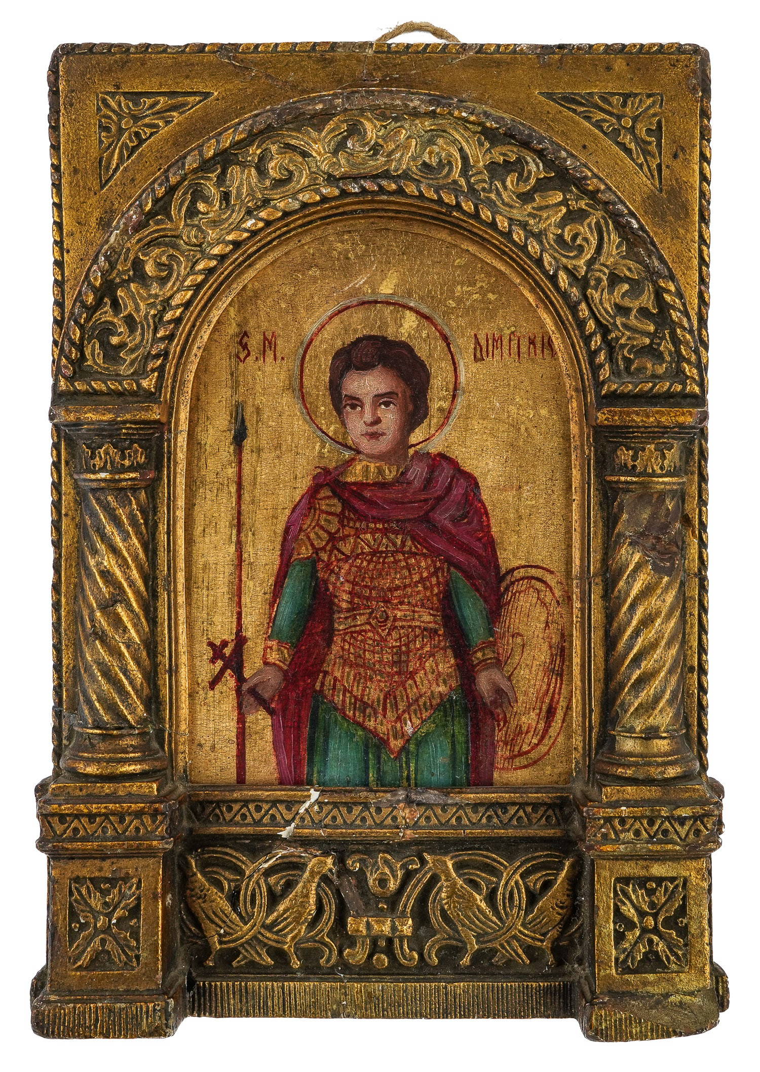 Late 19th C Greek Icon Saint Demetrios Auction