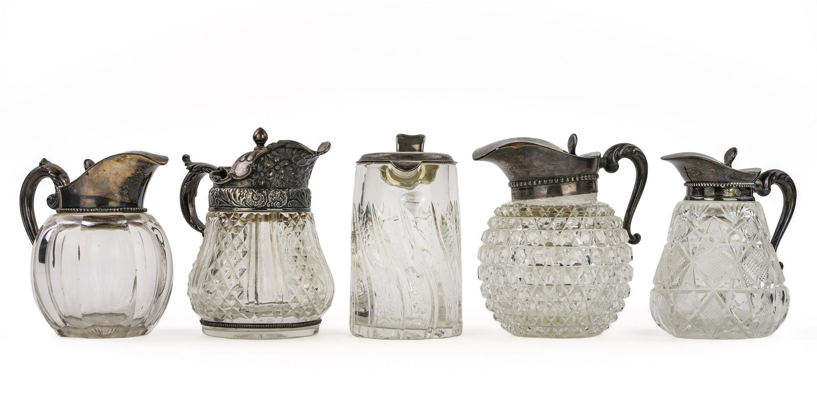 5 Sterling Top Syrup Pitchers Auction