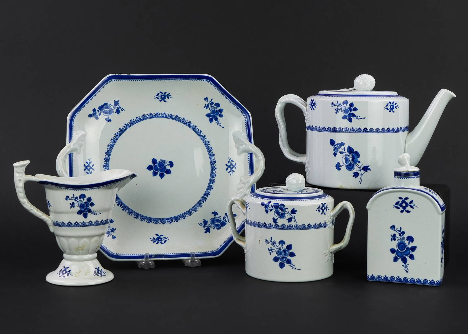 5 Pc. Copeland Spode Gloucester Lowestoft Tea Set Auction