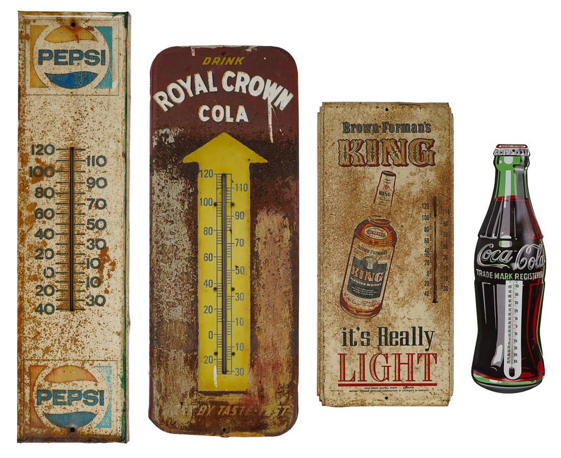 Four Mid Sized Advertising Thermometers Auction