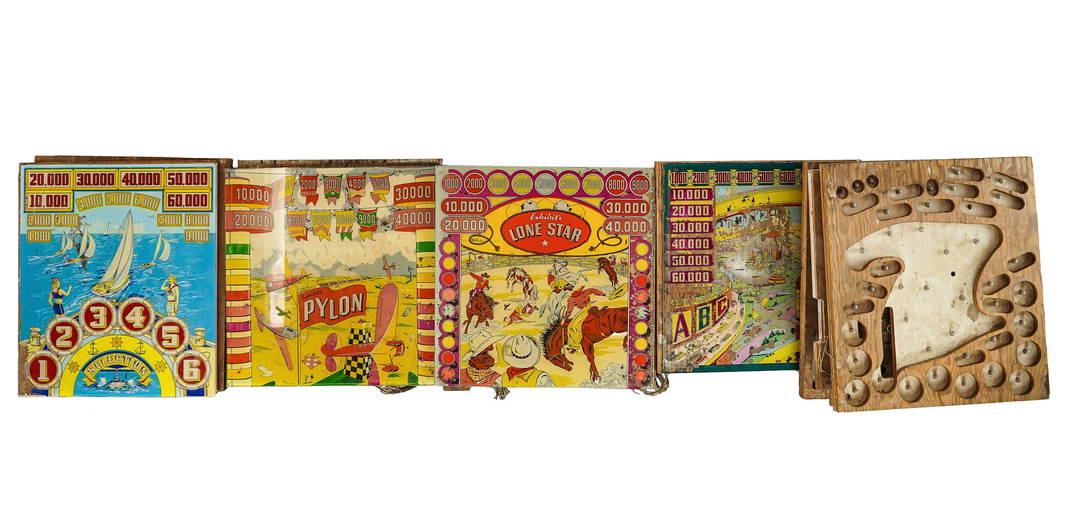 4 Ca. 1950 Pinball Machine Panels