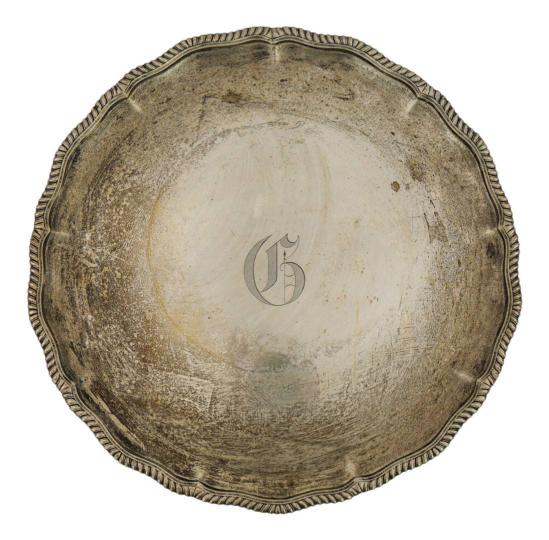 Gadrooned Rim Sterling Silver Round Tray Auction