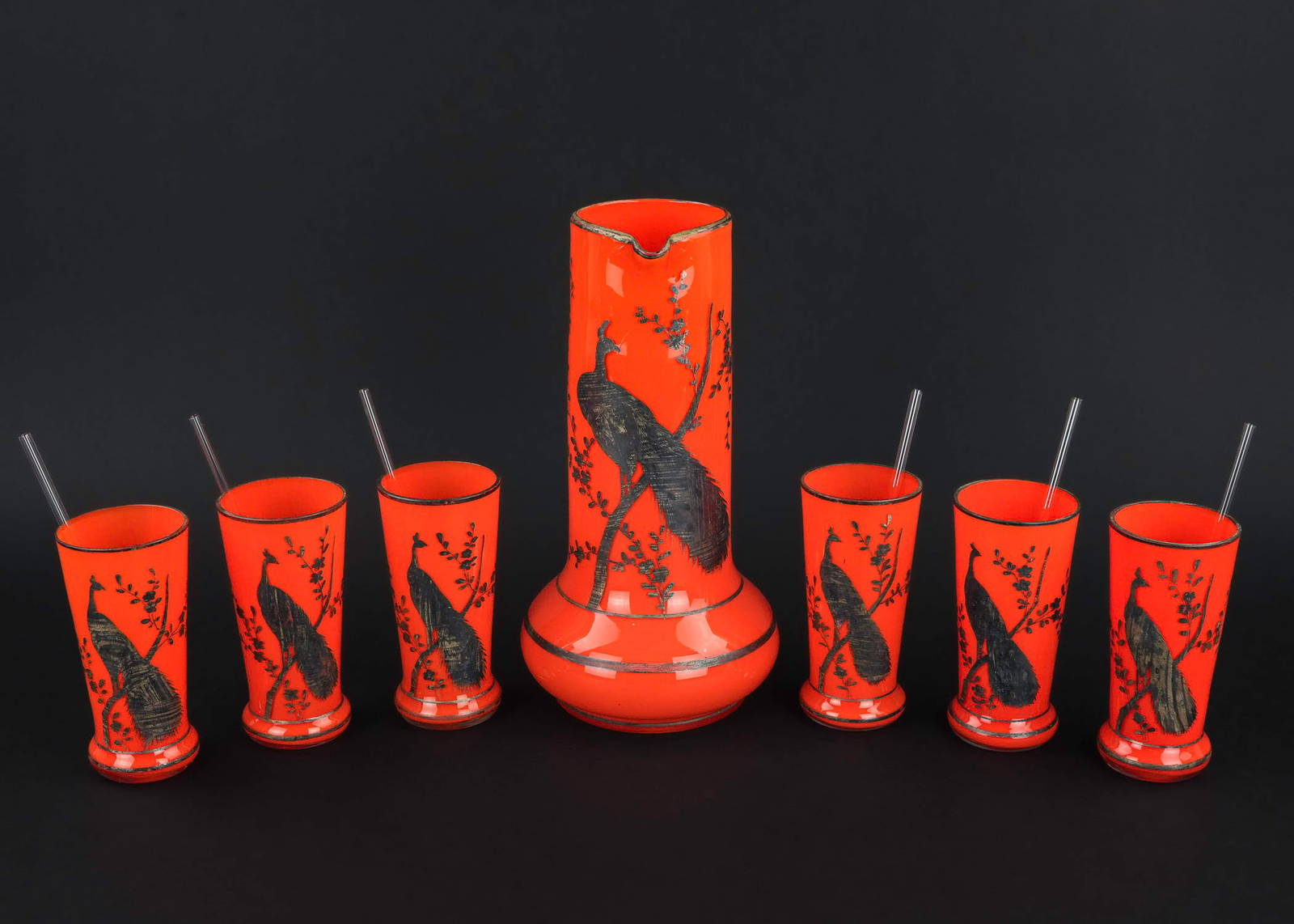 1920s Bohemian Peacock Silvered Lemonade Set - Oct 25, 2024 | Merrill's ...