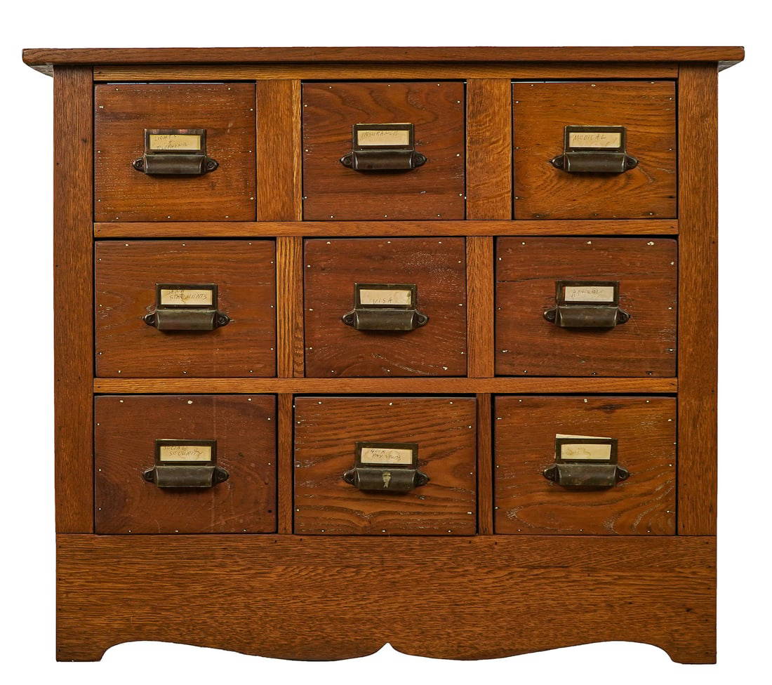 0ak 9 Drawer File Cabinet Auction