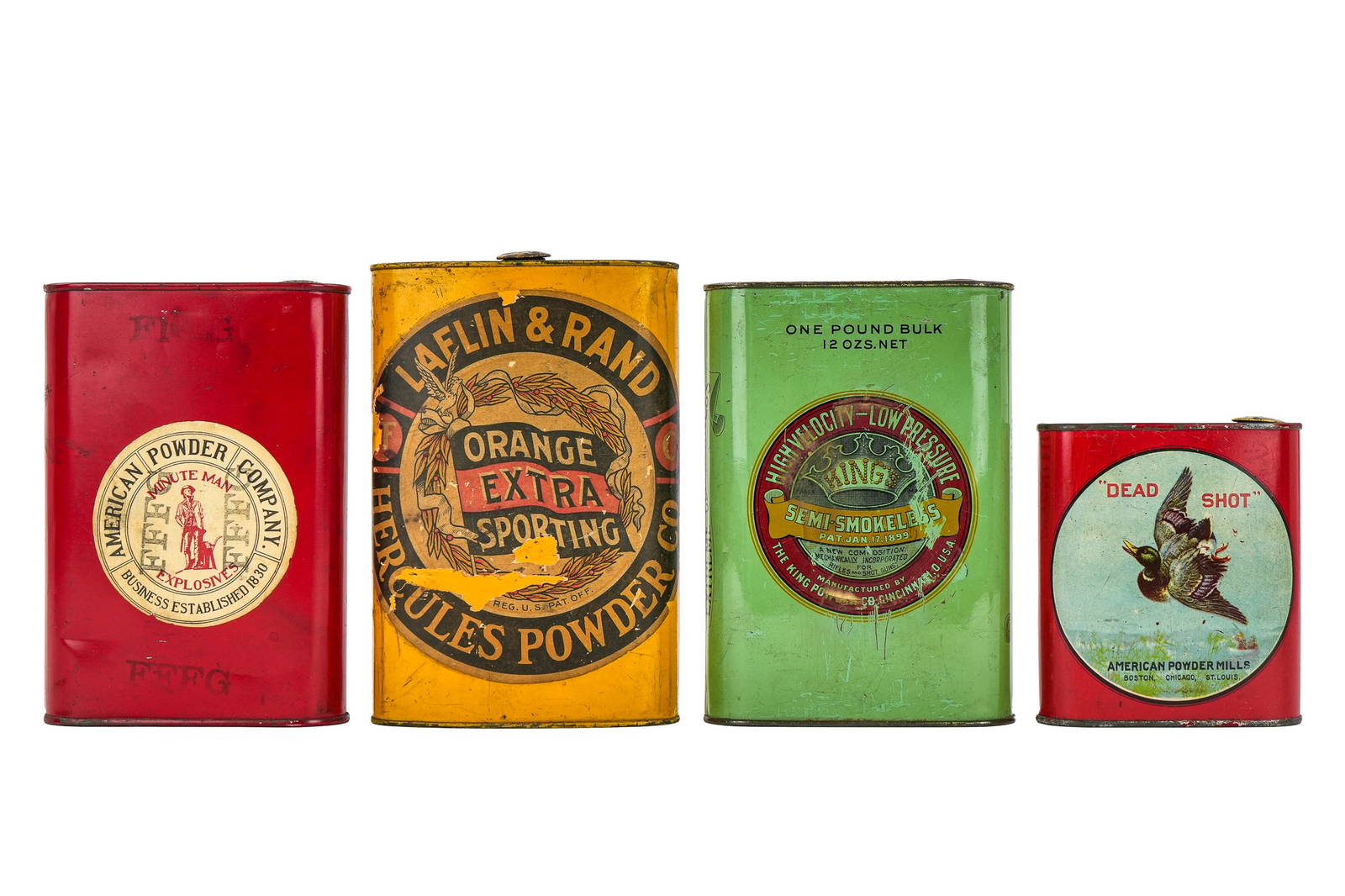 Four Early 20th C Gunpowder Tins Auction
