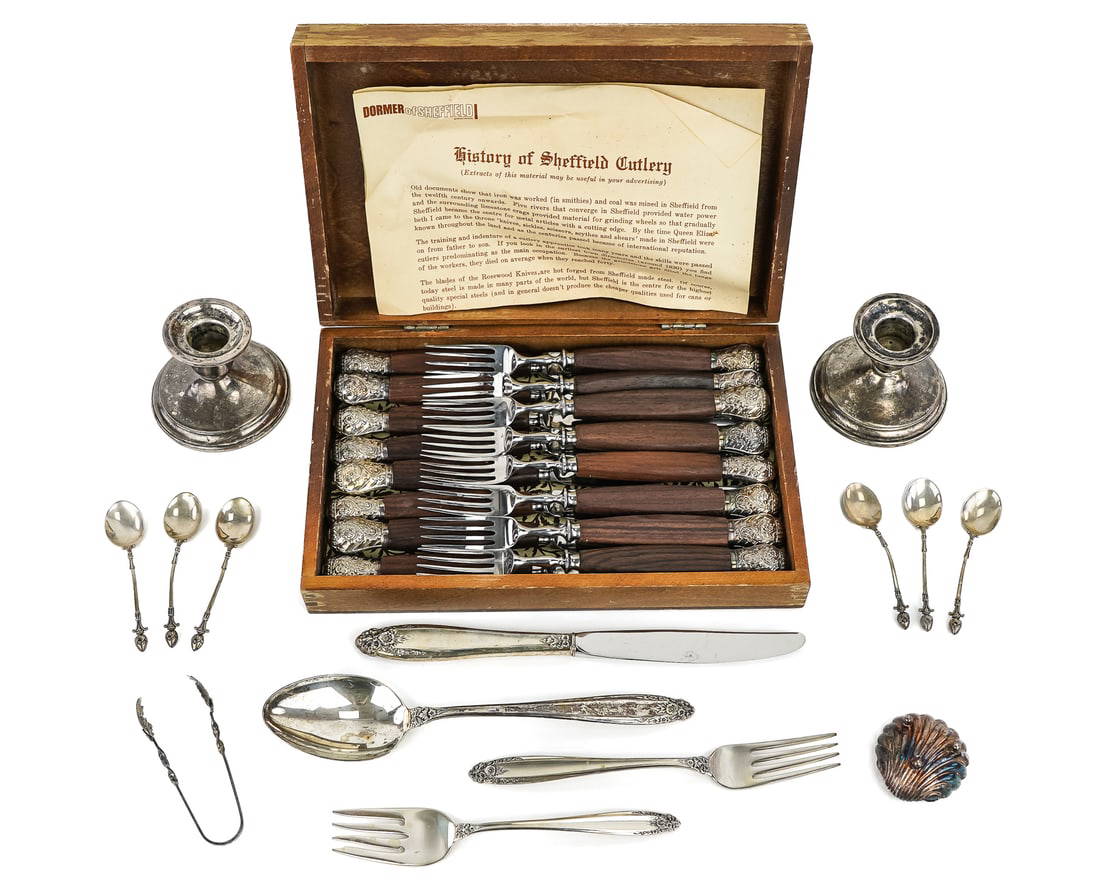 30 Pcs. Sterling Silver Holloware And Flatware Auction