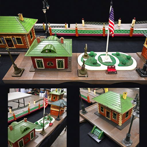 Illuminated Lionel City Buildings With Railings