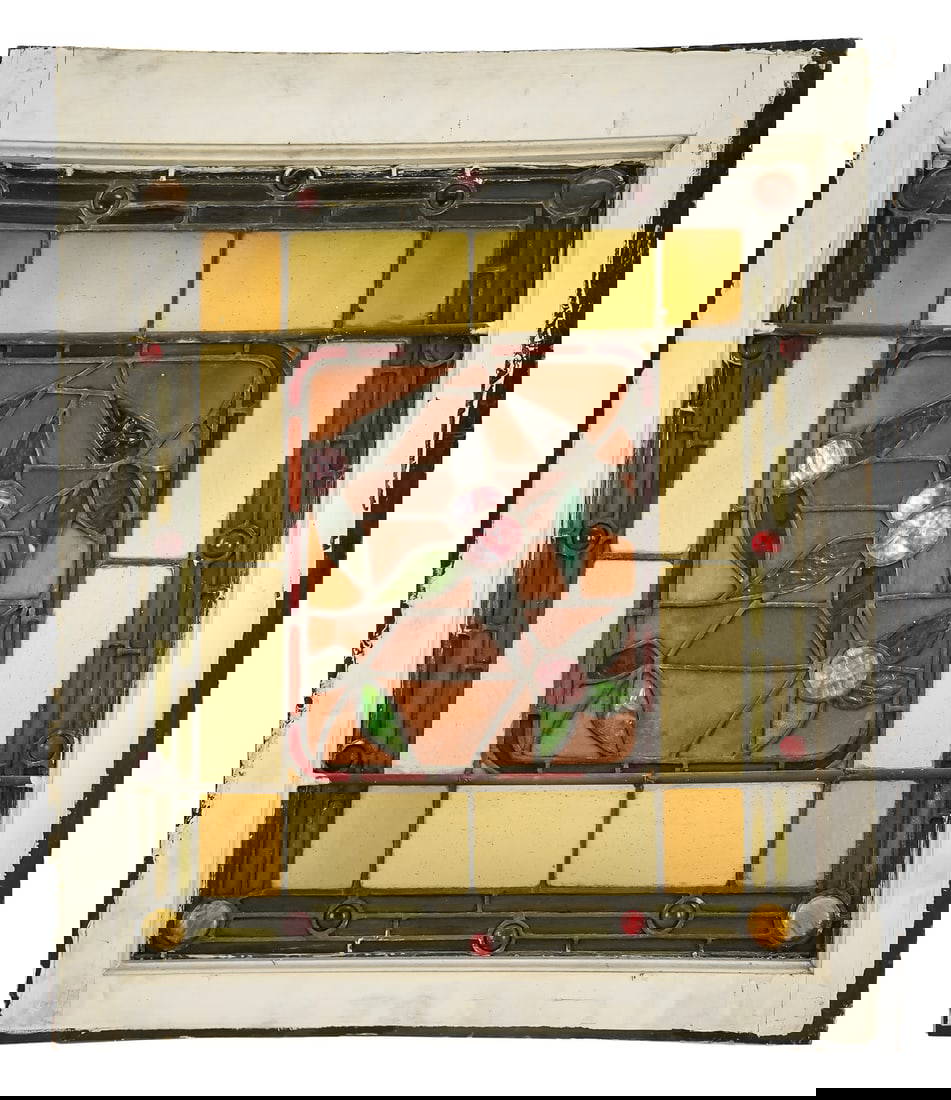 Late 19th C Stained Glass Turret Window Auction