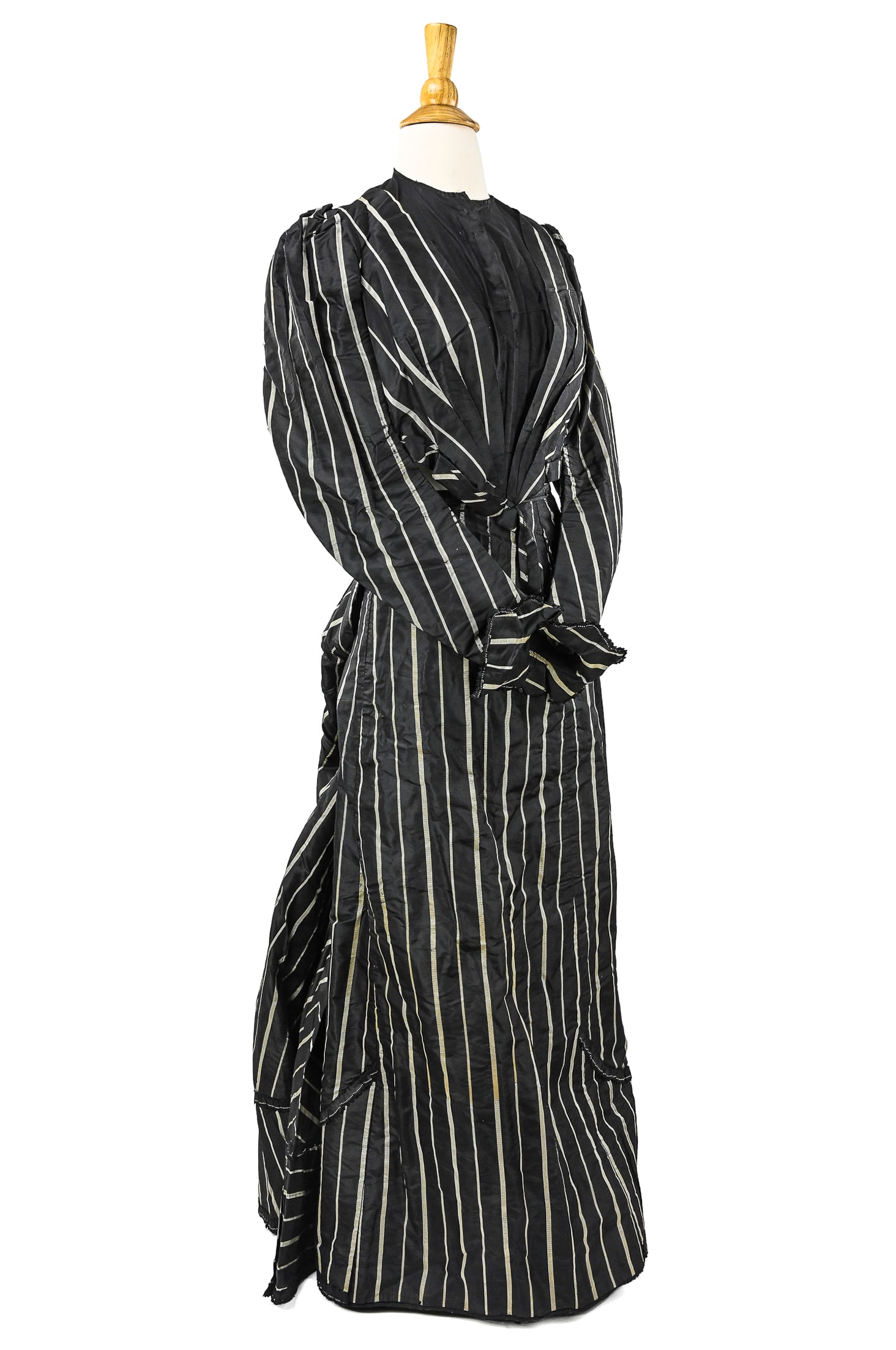 Victorian Black & Grey Stripe Two Part Dress Auction