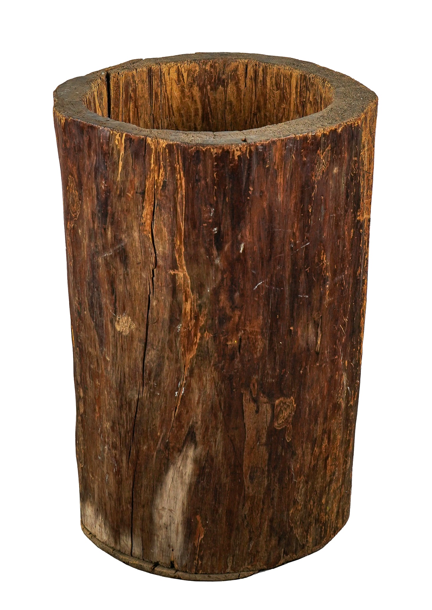 Primitive Early 19th C Log Barrel Auction