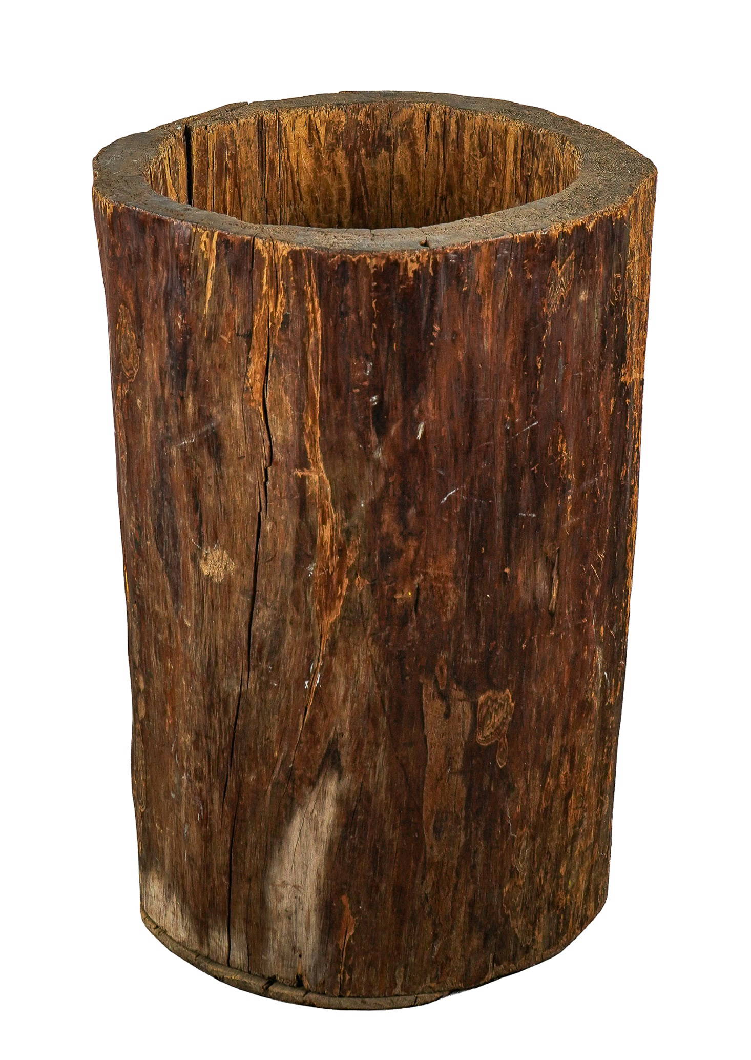 Primitive Early 19th C Log Barrel Auction