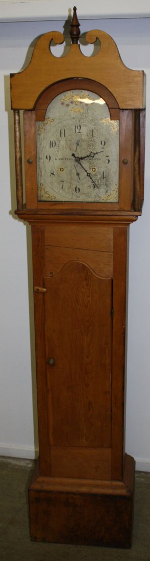 R. Whiting Winchester pine cased grandfather clock, pt.