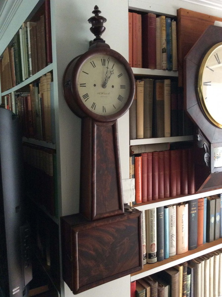 Aaron Willard Jr Mahogany Banjo Clock, Plain, No Side Aaron Willard Jr Mahogany Banjo Clock, Plain, No Side