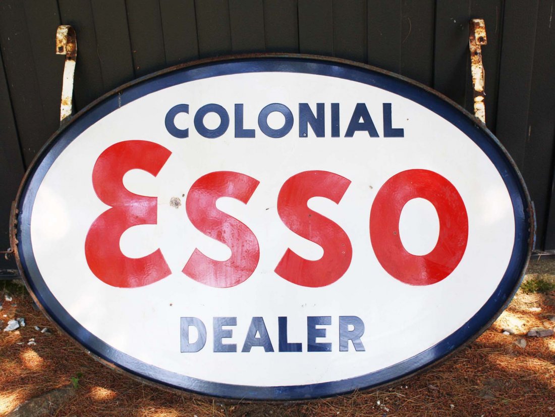 Colonial ESSO Dealer- steel and enamel hanging sign
