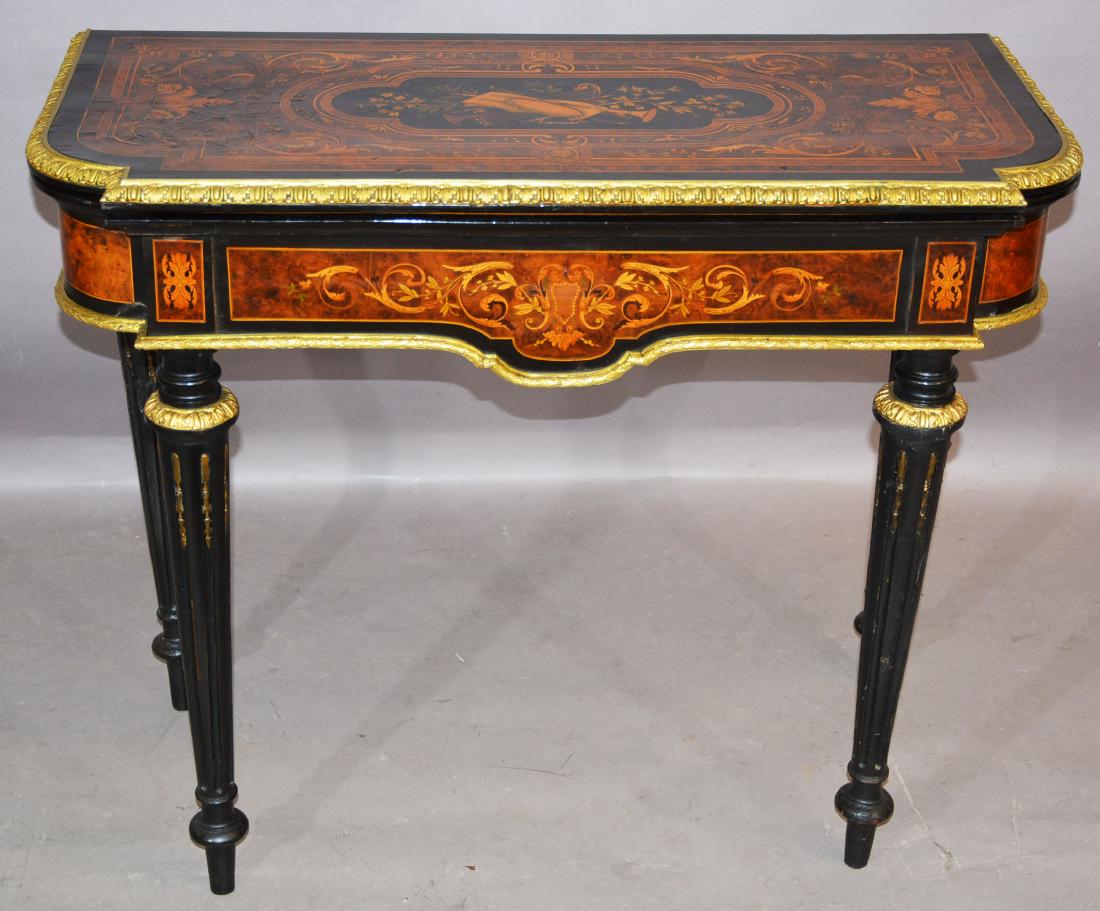 Alexander Roux Marquetry Inlaid Game Table