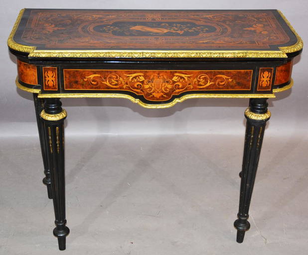 Alexander Roux Marquetry Inlaid Game Table