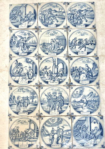 Rare Set Of 15 Dutch Delft Tiles