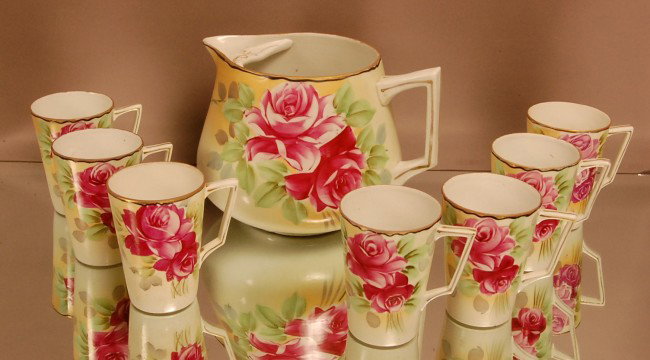 7: Nippon Lemonade Set. Floral Rose pattern. Hand Pain