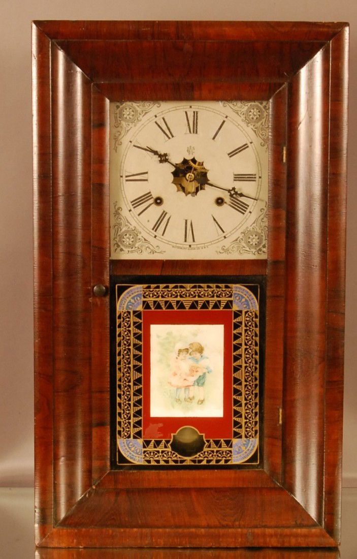 189: Early Waterbury Clock Co. Ogee shelf clock, 2 wei