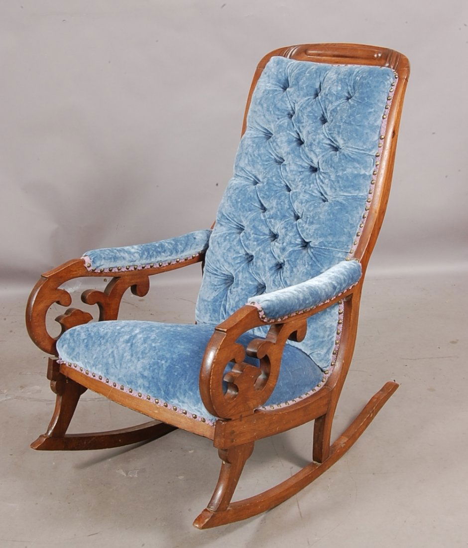Victorian Walnut Lincoln Style Rocking Chair