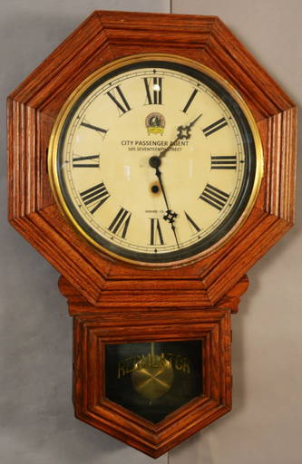 Session Oak Railroad Agent Regulator Wall Clock