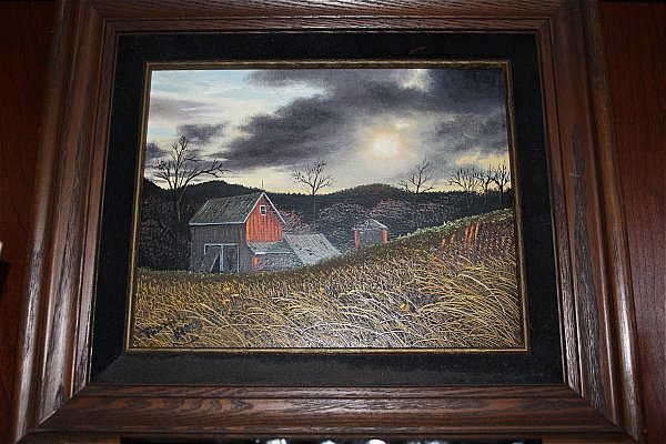 341: Thomas Kerry Oil Painting (small) Barn with Dark C